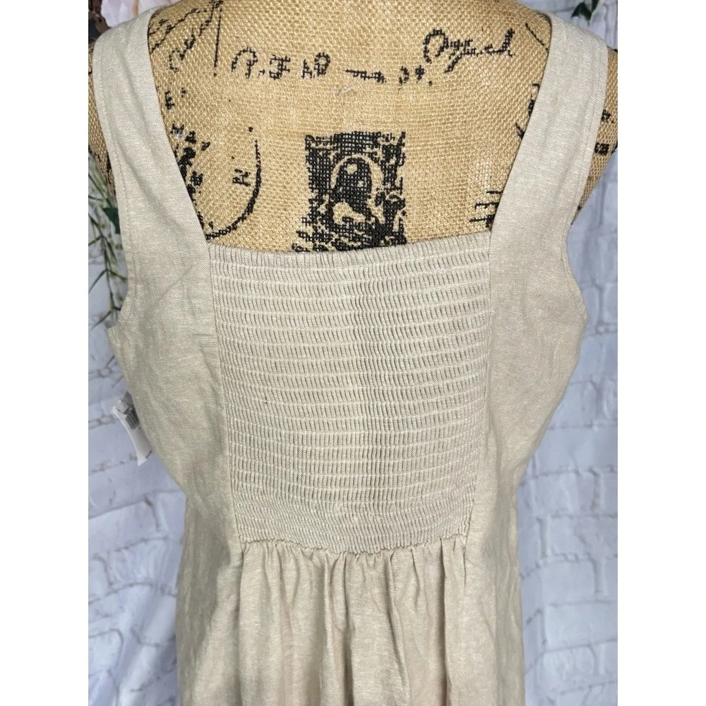 Old Navy | Dresses | Minimalist Linen Blend Midi Dress Neutral Coastal ...
